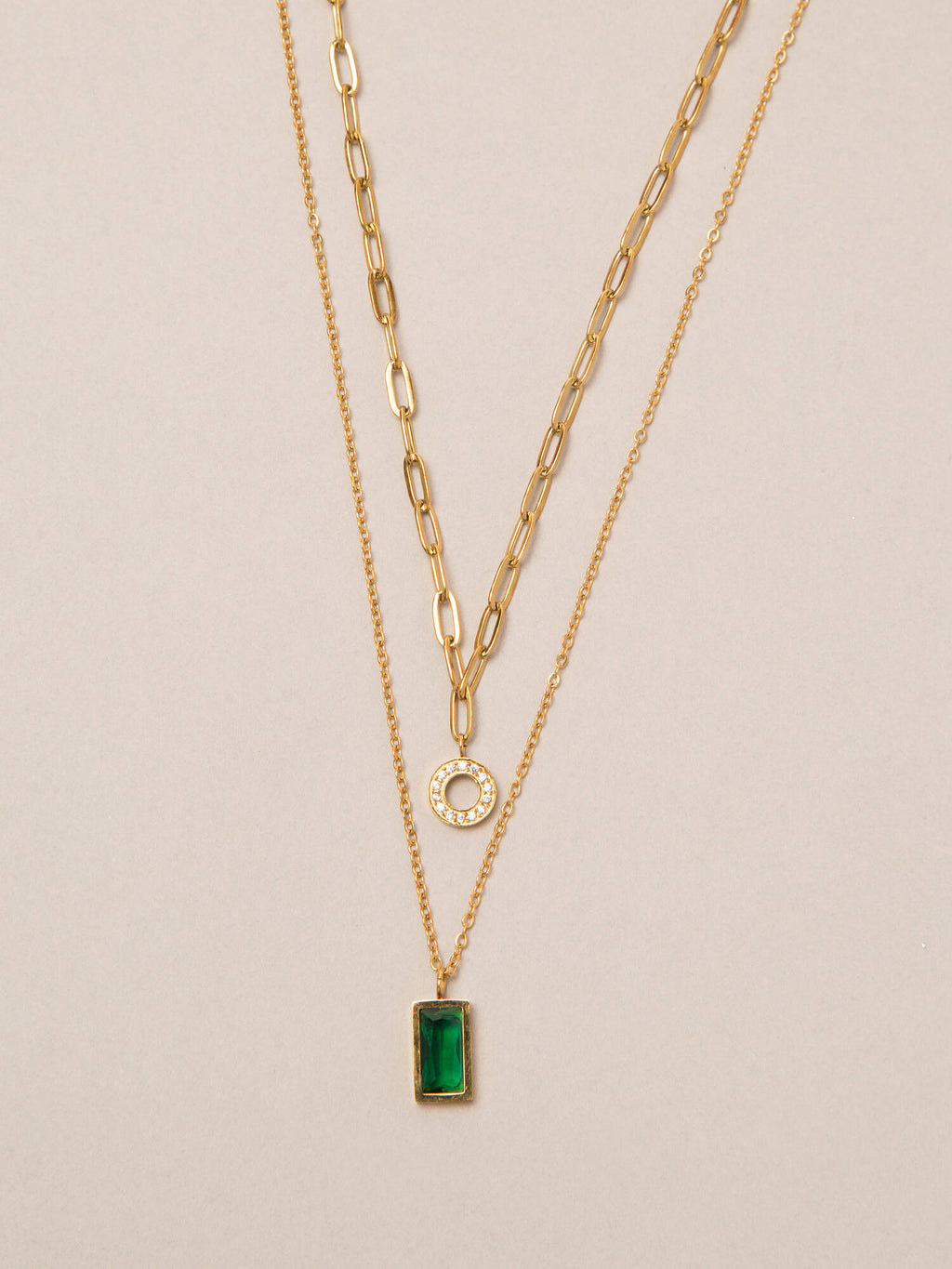 Buy Rectangle Emerald green Pendant for girls Duo Chain Pendant ...